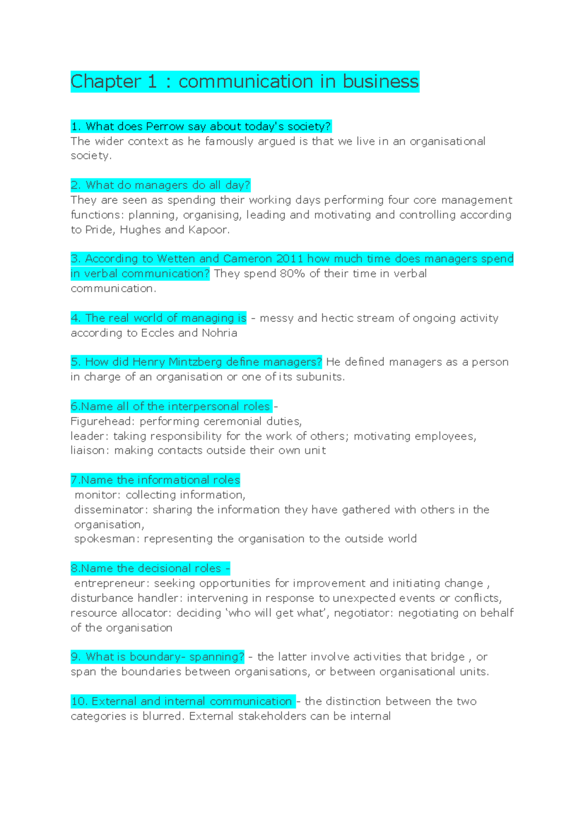 IBC Questions - Introduction to Business Communication - Chapter 1 ...