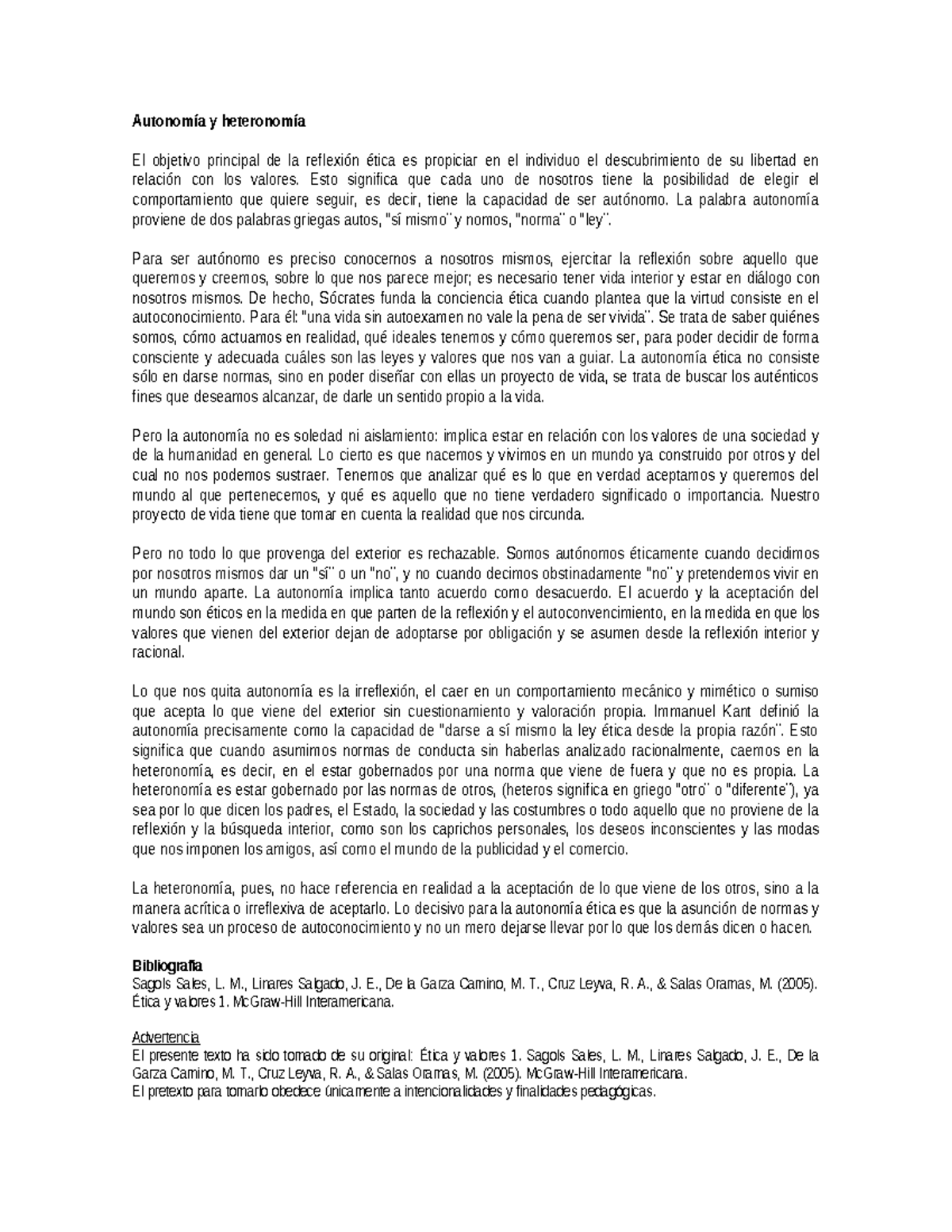 T. Autonomía y heteronomía - Autonomía y heteronomía El objetivo ...