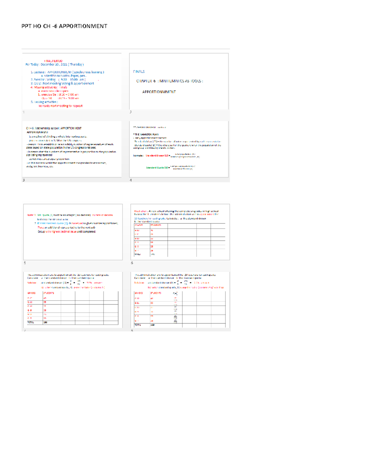 Apportionment - Lecture notes MATHEMATICS IN THE MODERN WORLD BSN 1ST ...