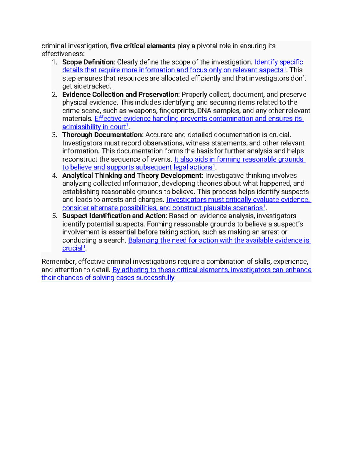 Criminal investigation - Scope Definition: Clearly define the scope of ...