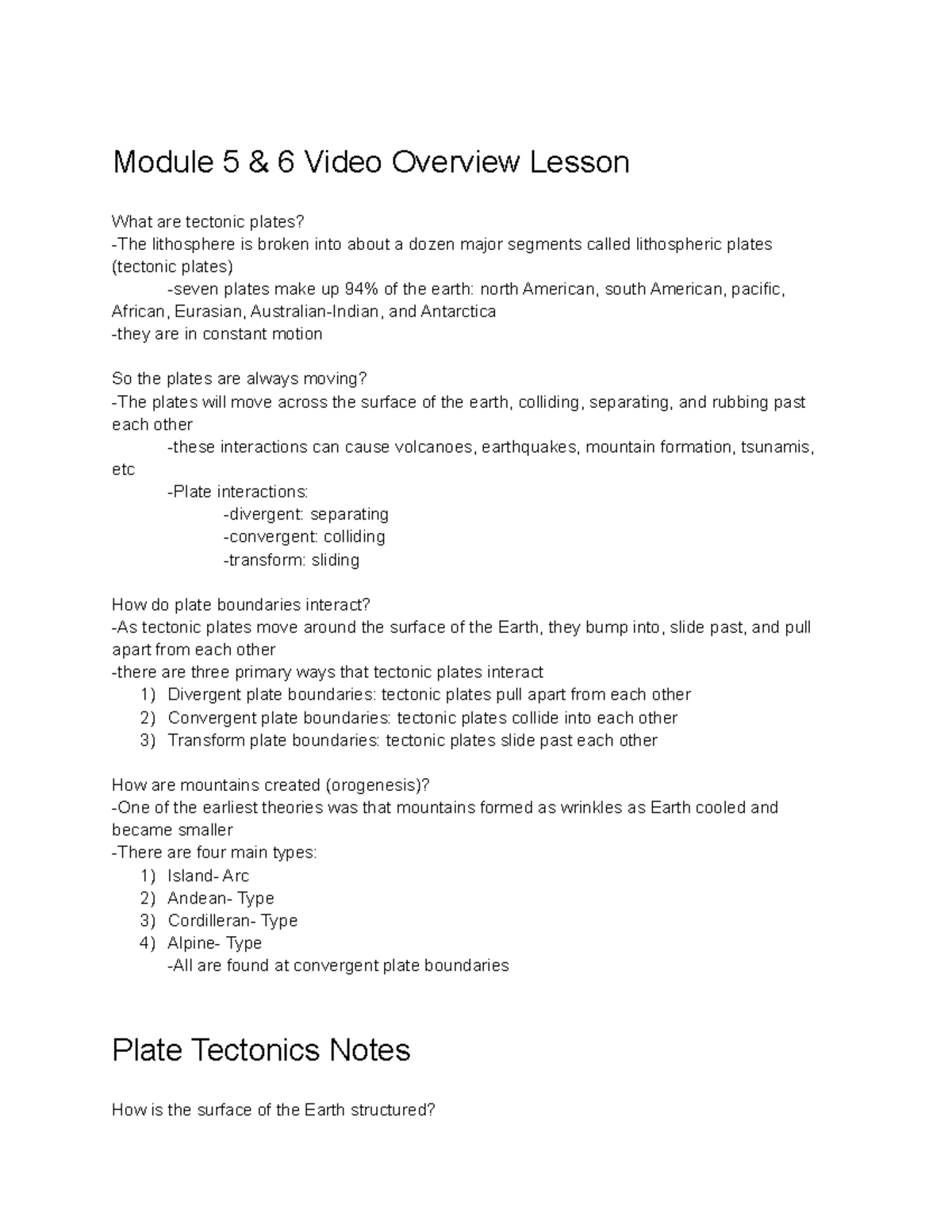 Module 5 Notes (Ch 3) - Module 5 & 6 Video Overview Lesson What are ...