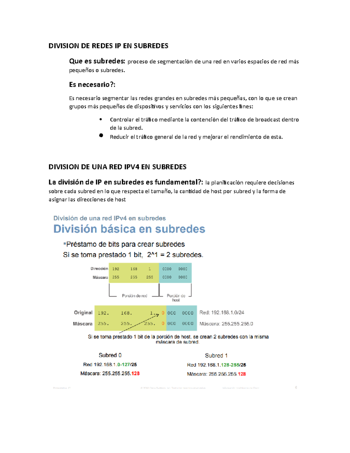 Expecion de redes - DIVISION DE REDES IP EN SUBREDES Que es subredes ...