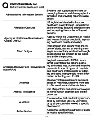 OA 1 & OA 2 Quizlet - lecture notes - Which information in an ...