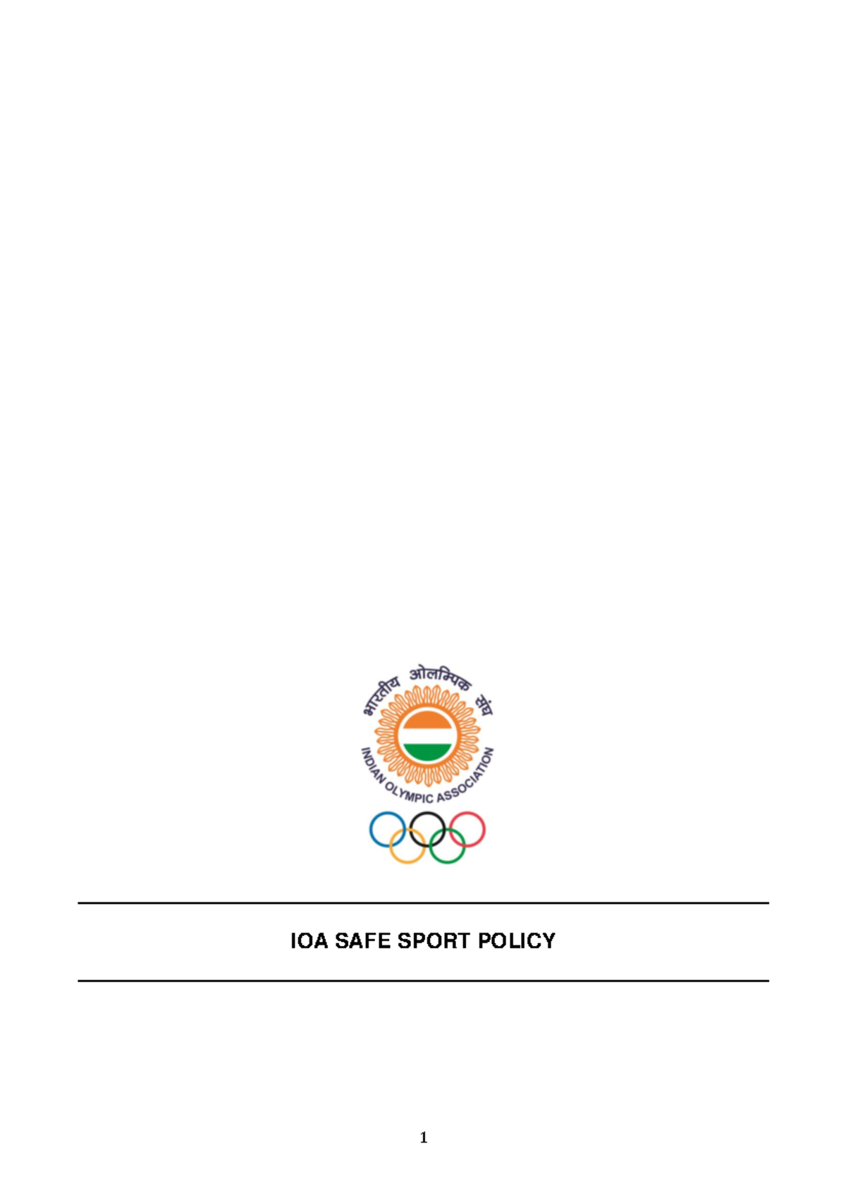IOA Safe Sport Policy - IOA SAFE SPORT POLICY INTRODUCTION The Indian ...