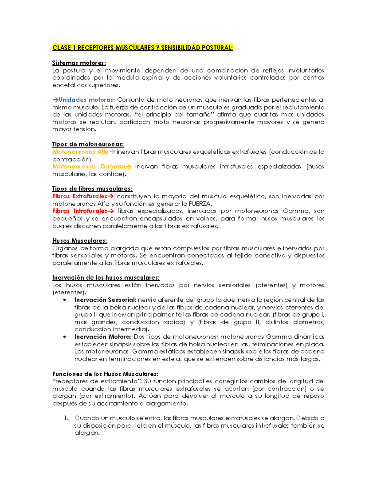 Clase 1 Receptores Musculares Y Sensibilidad Postural - CLASE 1 ...