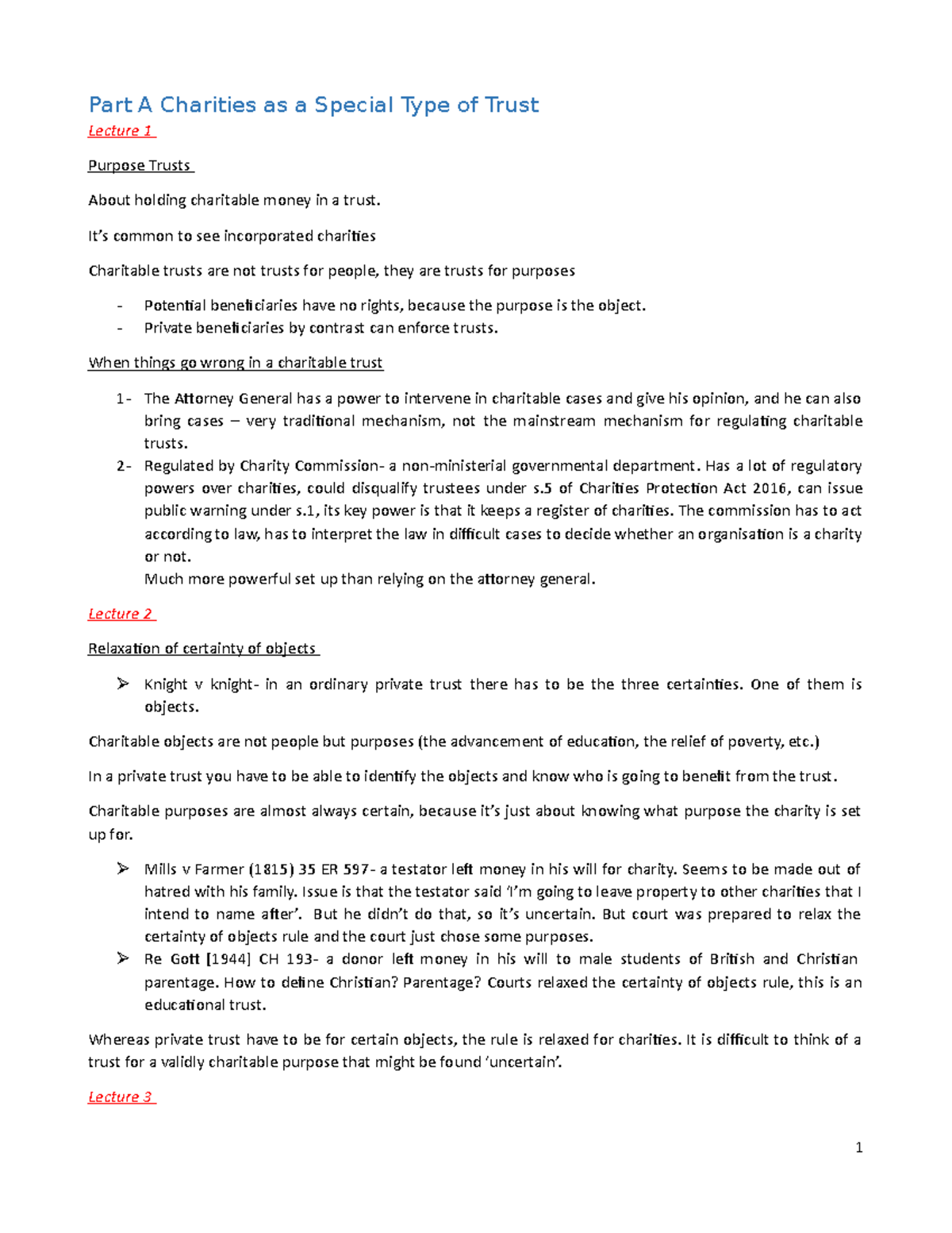 Equity and Trusts 6 - Lecture notes section 6 of lectures - Part A ...