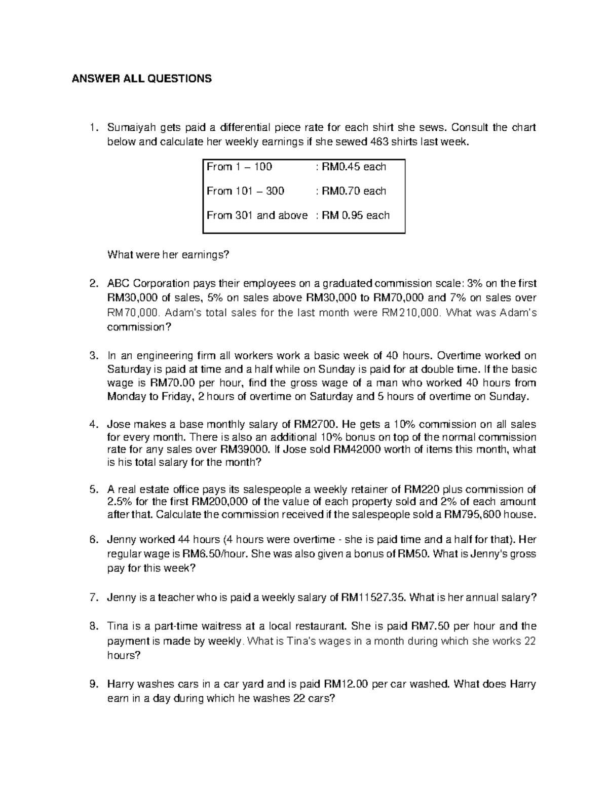 3a. Tutorial 3 - 3jawabb jdnsv rjd - ANSWER ALL QUESTIONS Sumaiyah gets ...