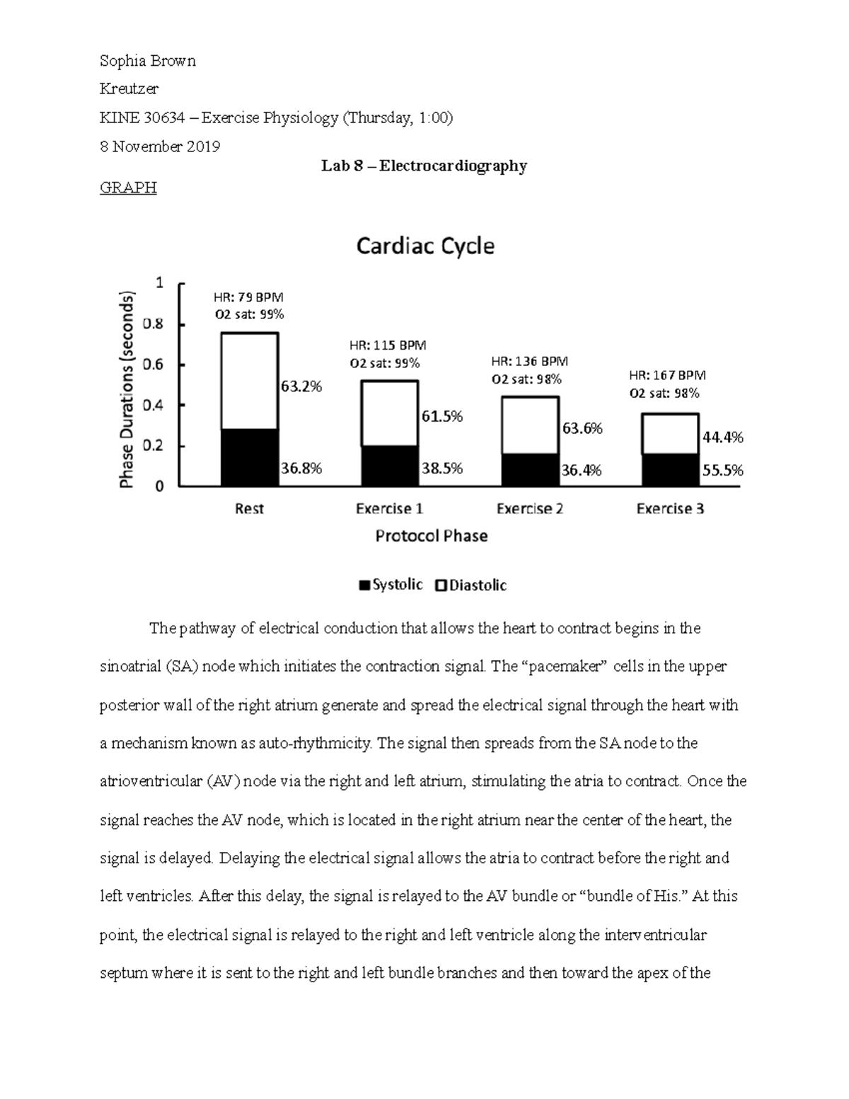 2019-Exercise Physiology Lab-Lab 8 - Sophia Brown Kreutzer KINE 30634 ...