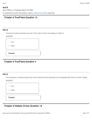 Quiz 5 practice for lecture bio 234 for professor s. verma - Quiz 5 Due ...