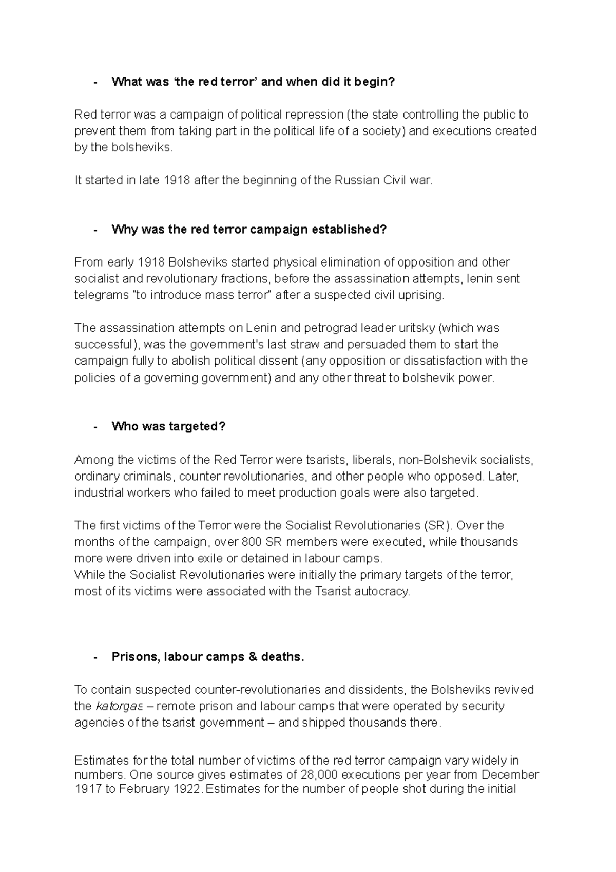 The red terror queue cards - What was ‘the red terror’ and when did it ...