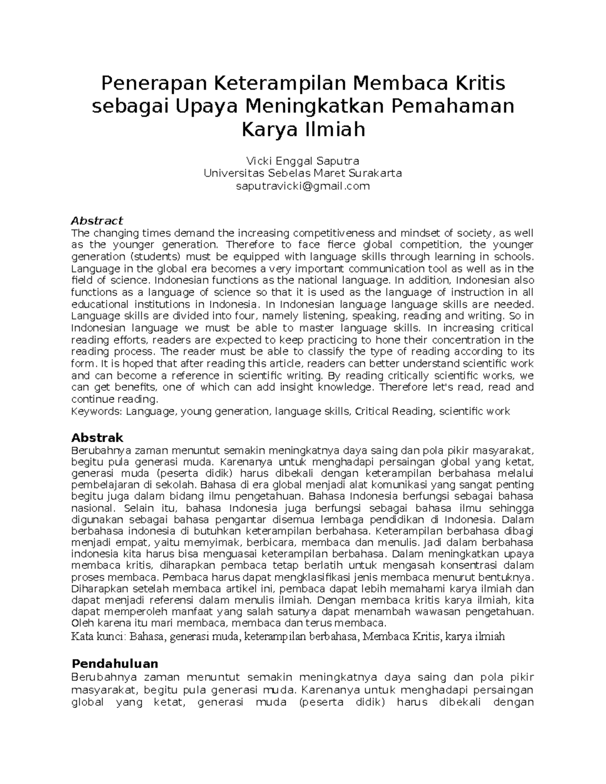 Membaca dan menganlisisi karya ilmiah - Penerapan Keterampilan Membaca Kritis sebagai Upaya ...