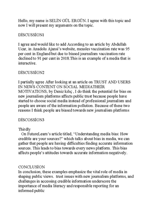 Erasmus Language EXAM Writing Sample Essay - FIRST NAME & LAST NAME: - Studocu