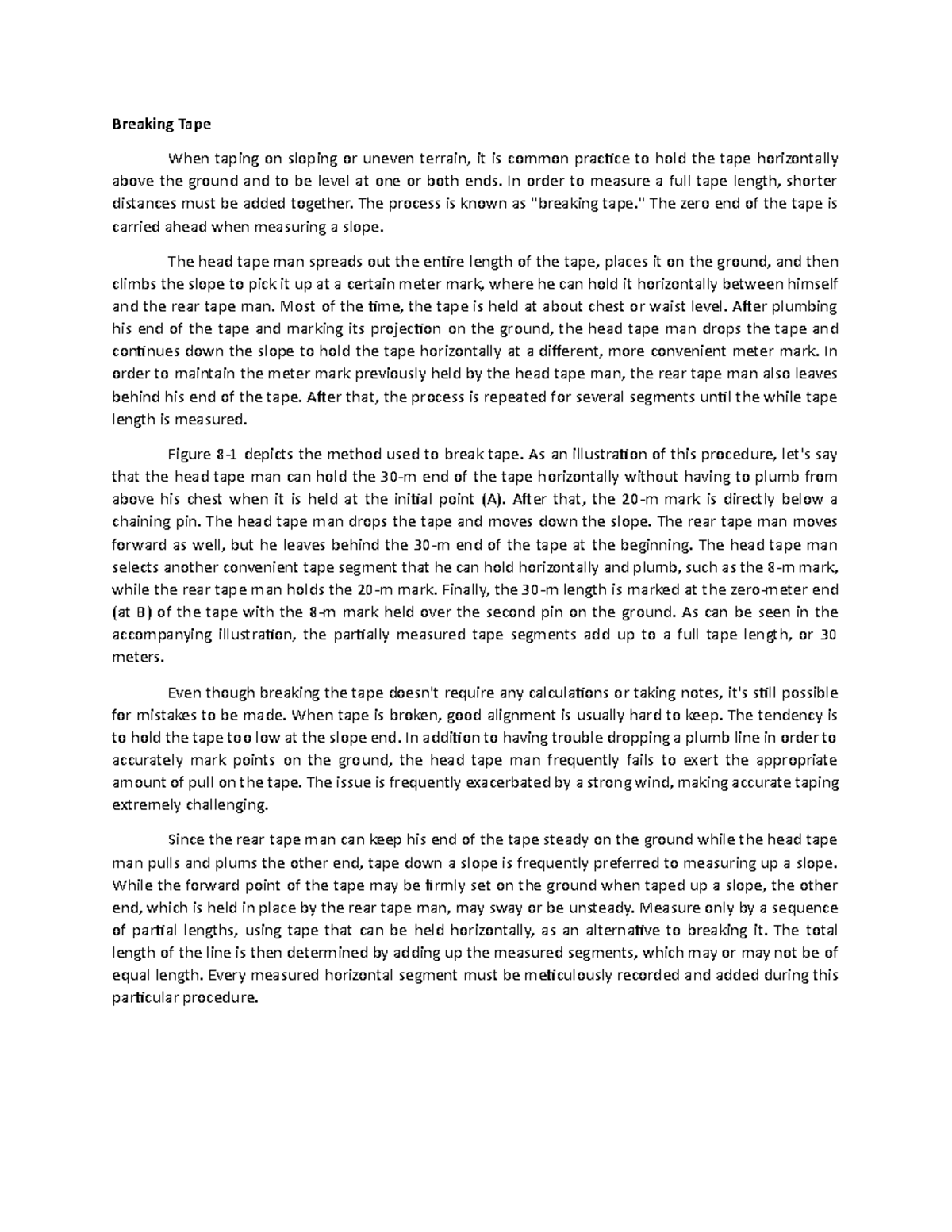 Slope Taping - Breaking Tape When taping on sloping or uneven terrain ...