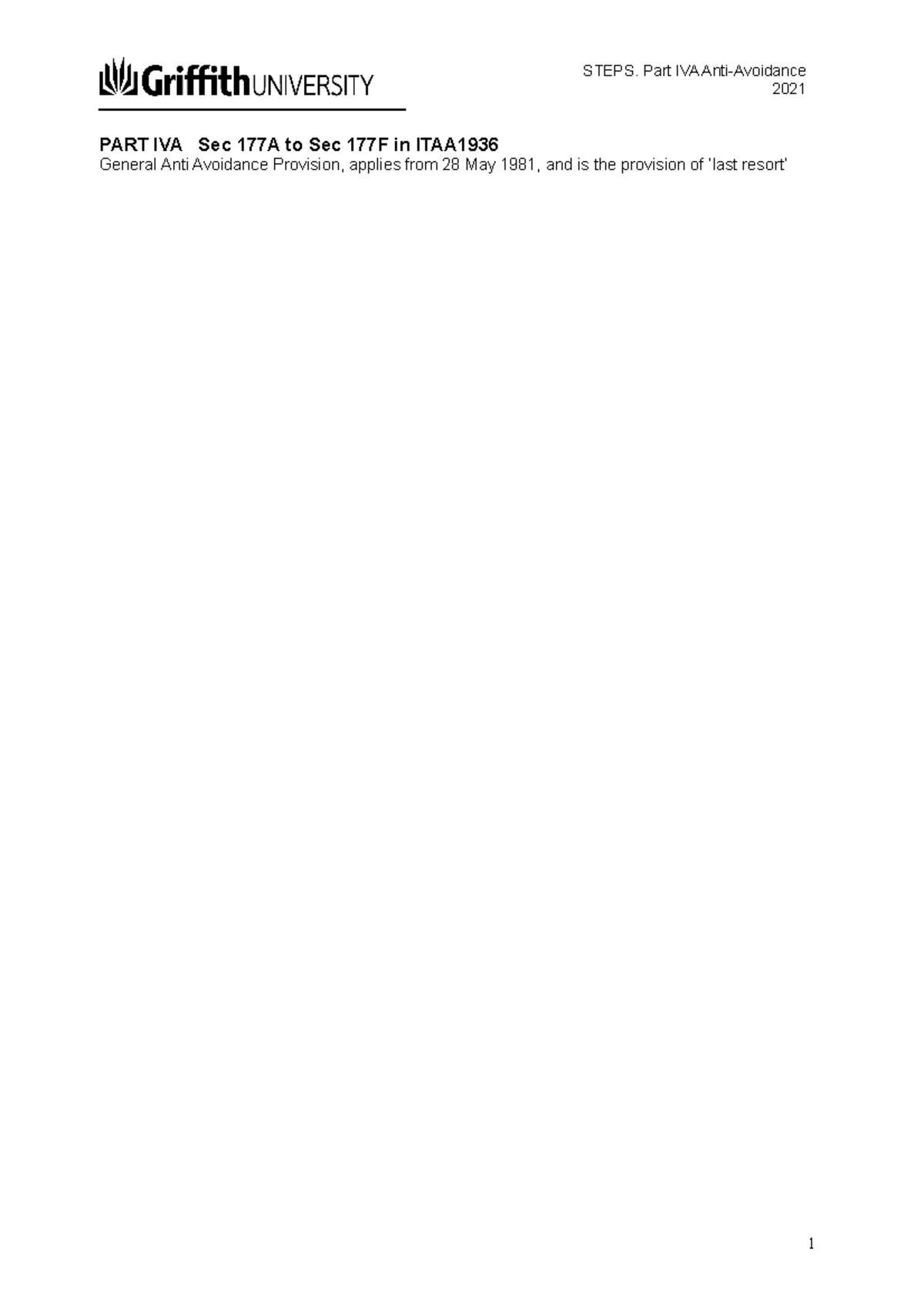 Part IVA Steps Template .2021 - 2021 PART IVA Sec 177A to Sec 177F in ...