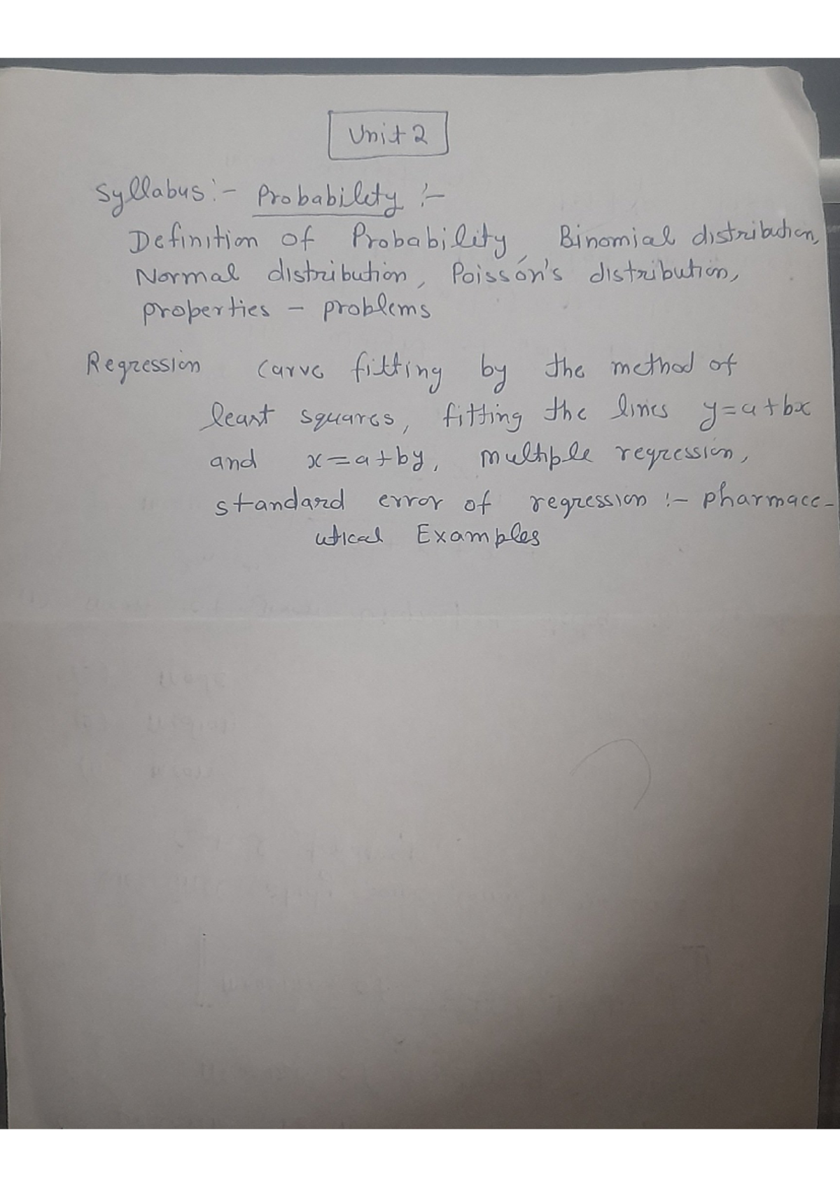 Bio statistics unit 2 notes for ct-2 - Biostatistics And Research ...