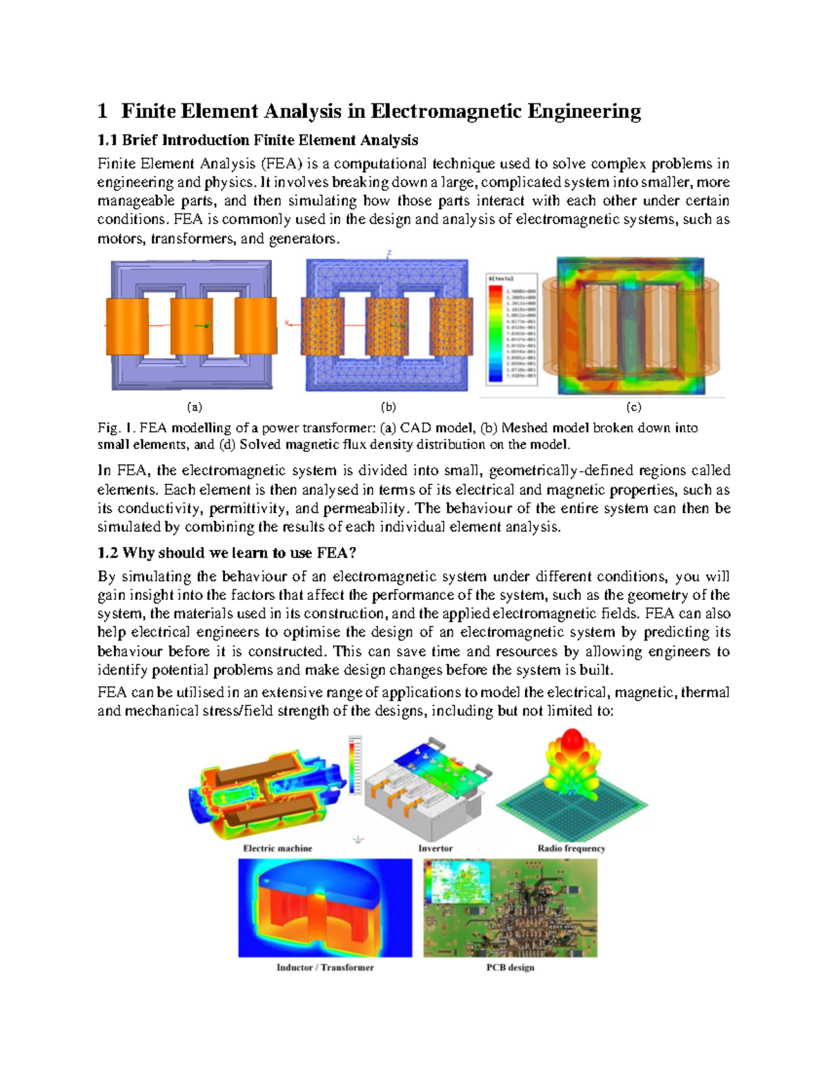 ELEC3115 FEA Introduction and Software Installation Guide - 1 Finite Element Analysis in - Studocu