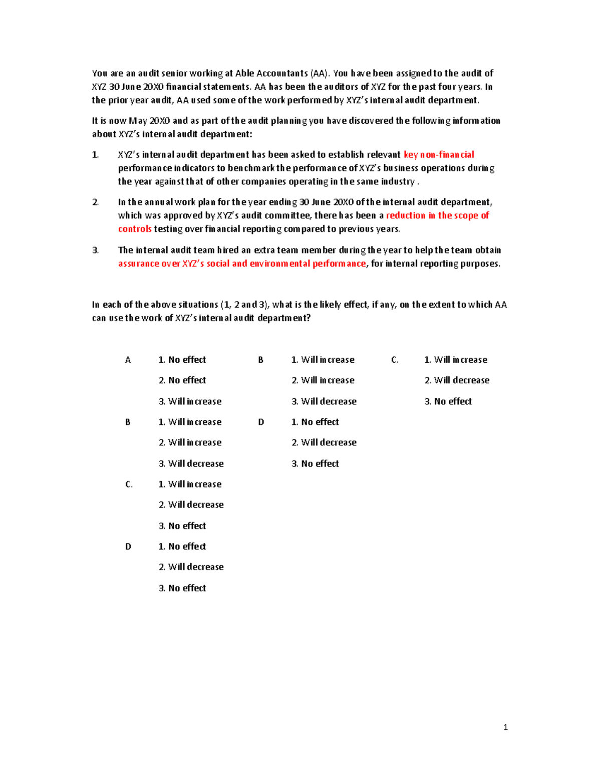 OA3 pdf - audit - You are an audit senior working at Able Accountants ...