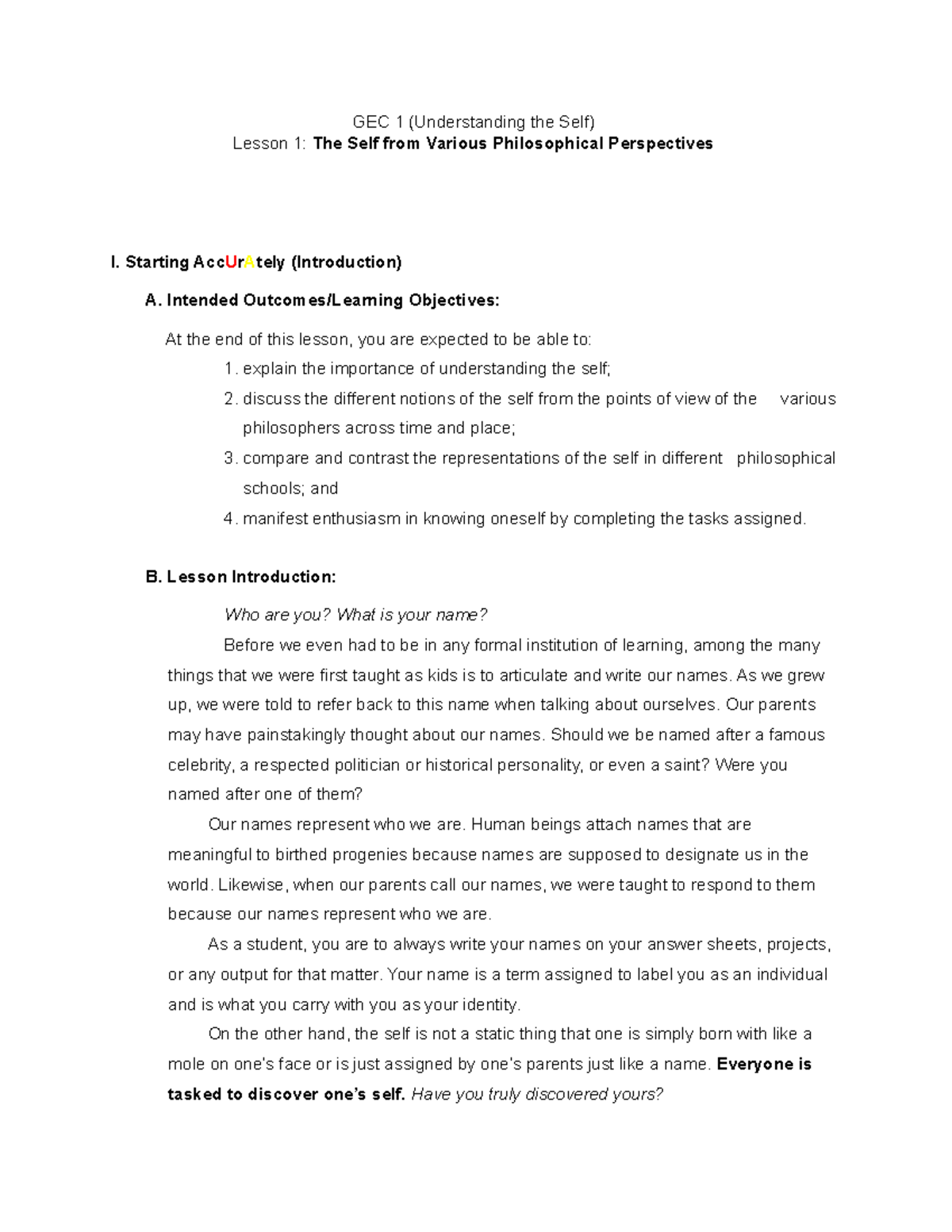 GEC-1-Modules - Chapter 1-Lesson 1 - GEC 1 (Understanding the Self ...