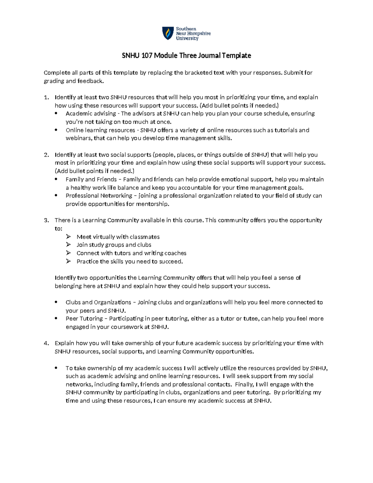 SNHU 107 Module Three Journal Template - SNHU 107 Module Three Journal ...