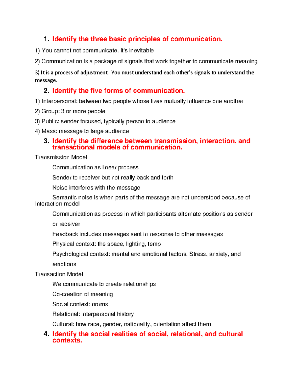 Final Study Guide - 1. Identify the three basic principles of ...