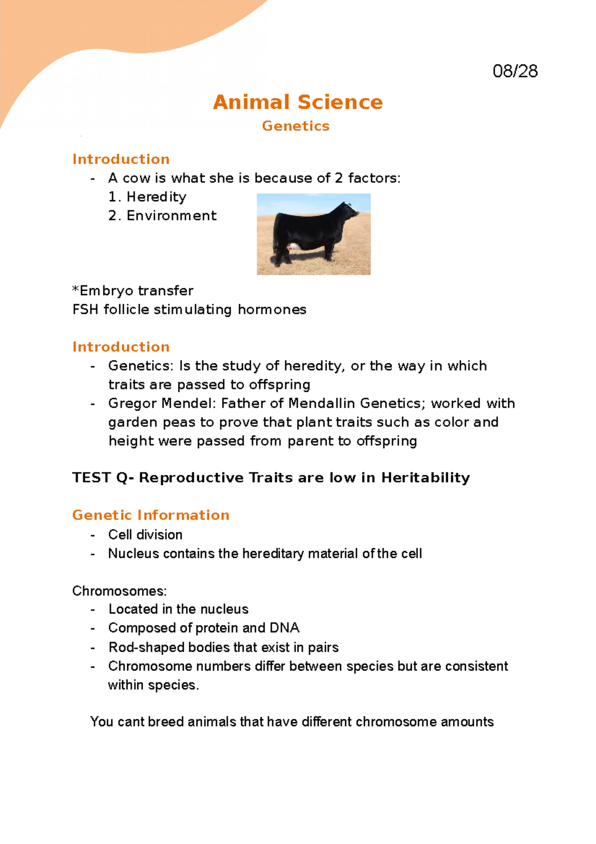 Animal Science Genetics - Animal Science Genetics Introduction - A cow ...