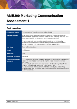 AMB200 Tutorial Workbook Tut 2- 6 Summer 2021 2022 - AMB200 Consumer ...