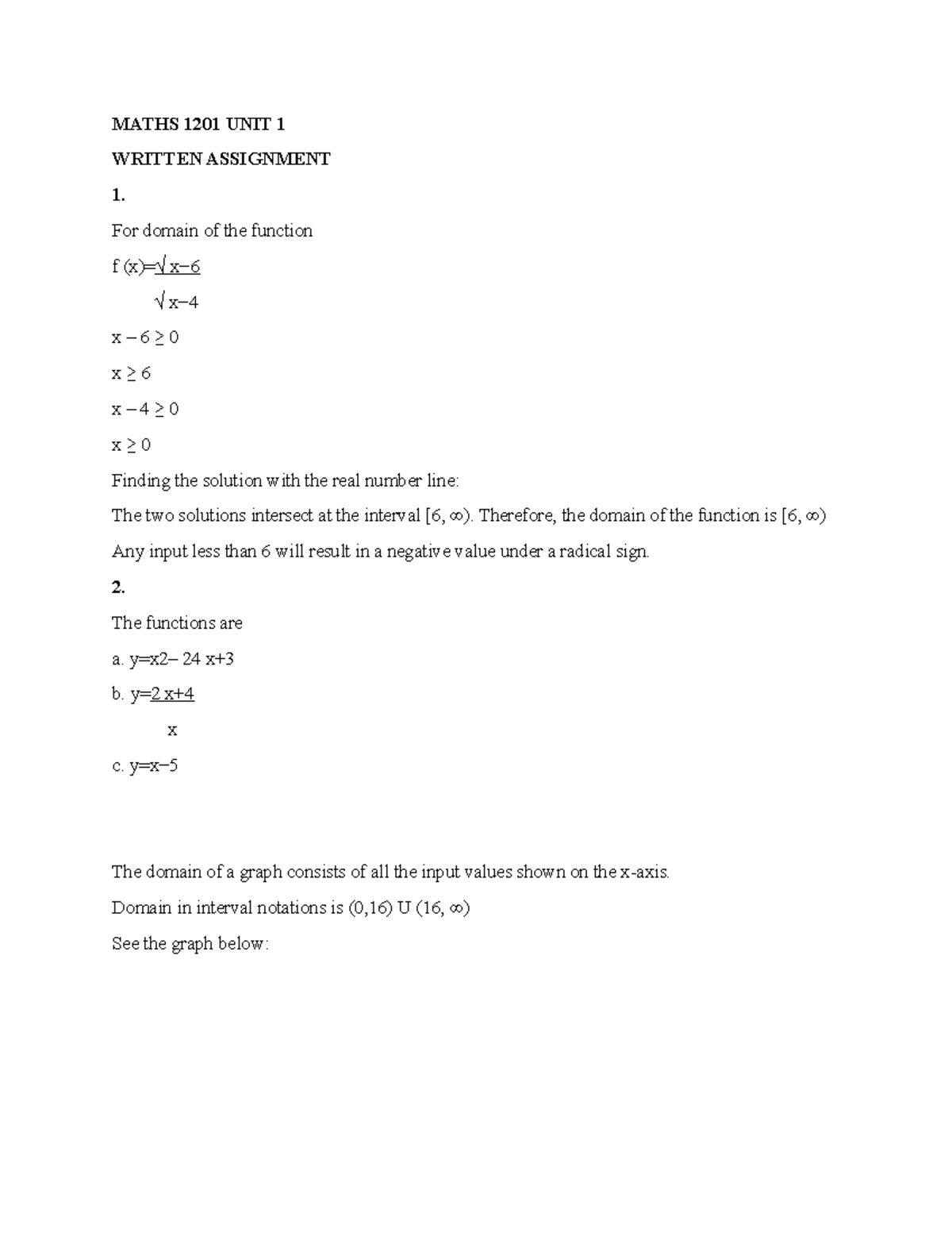 Maths 1201 Unit 1 - Written Assignment - Accounting - Studocu
