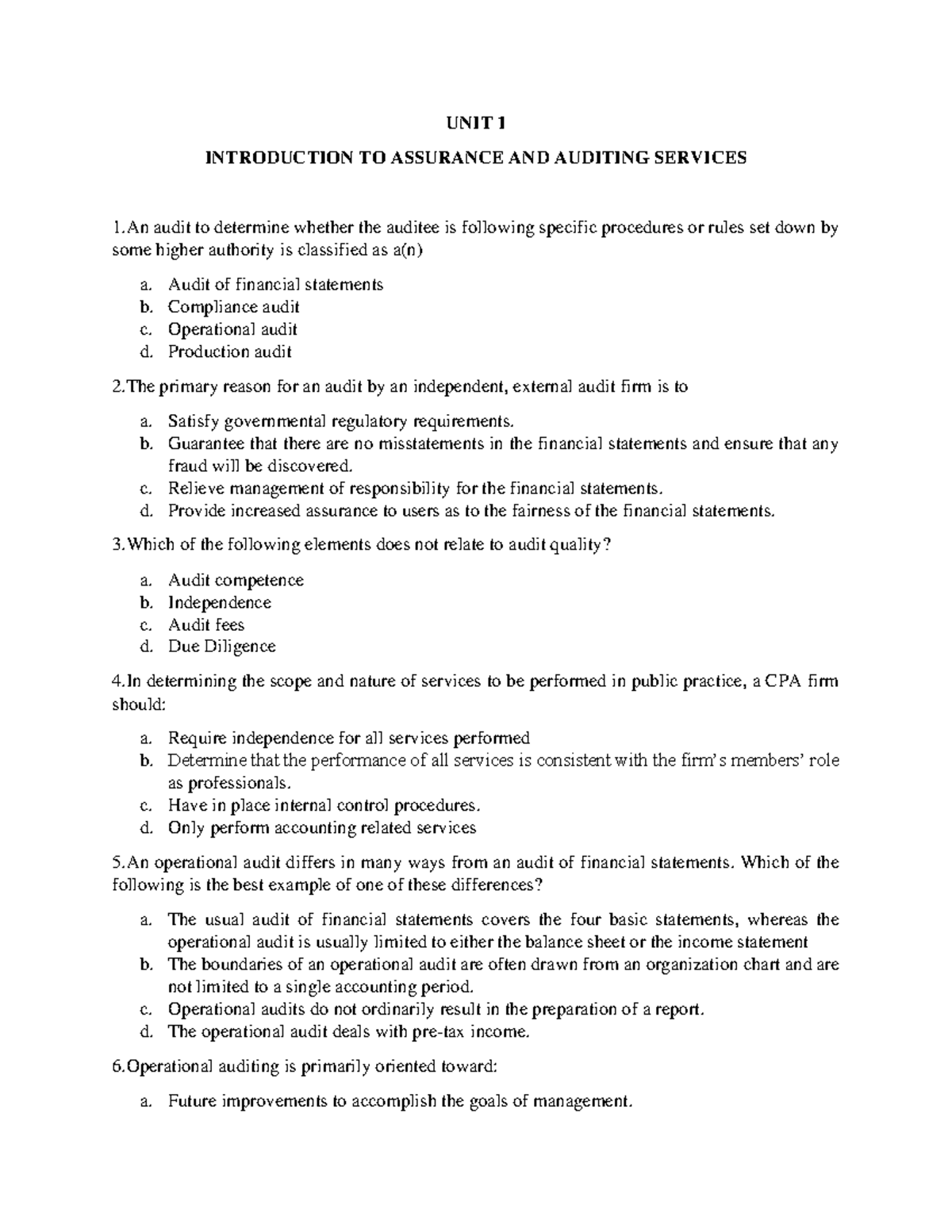 Auditing mc - this is a type of coursework to challenge how good you ...