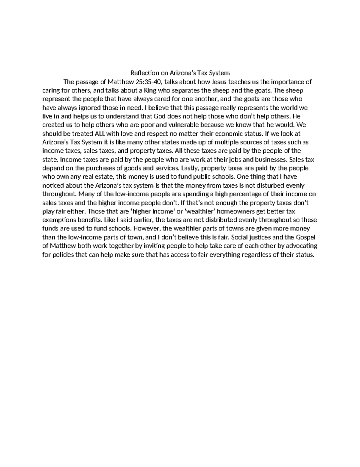Reflection on Arizona’s Tax System - Reflection on Arizona’s Tax System ...