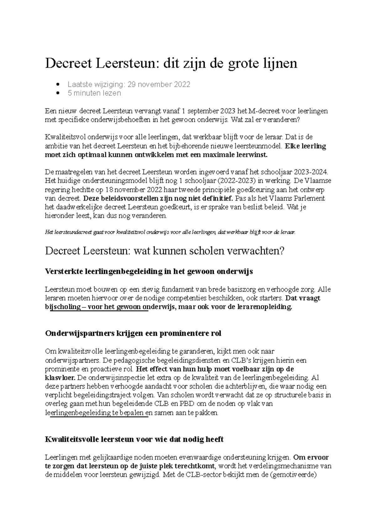 Decreet Leersteun - Informatie voor taak actuele onderwijsthema's ...