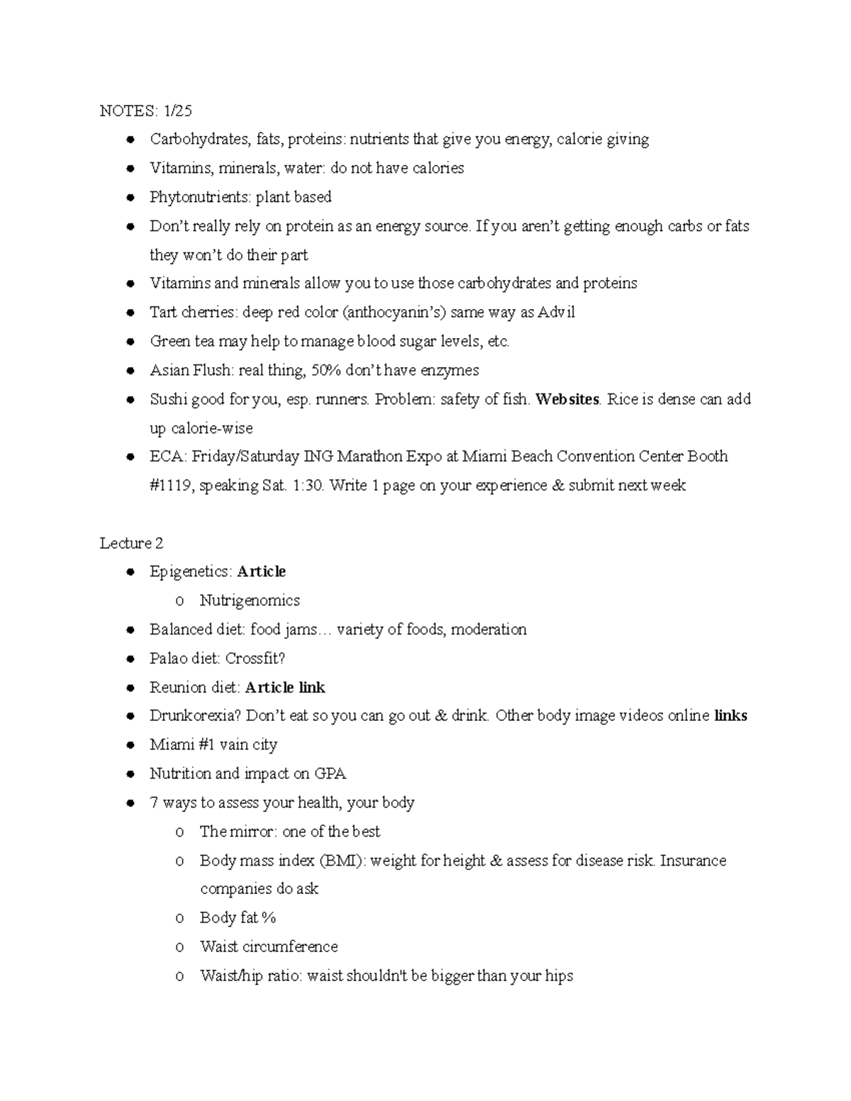 Nutrition Notes - NOTES: 1/ Carbohydrates, fats, proteins: nutrients ...