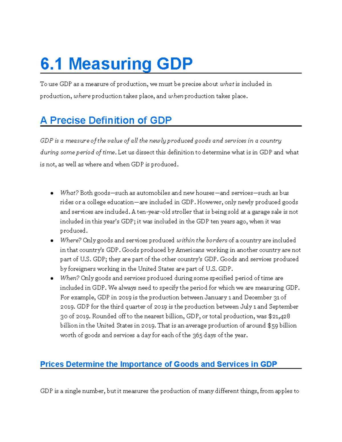 Chapter 6 Notes Lecture - 6 Measuring GDP To use GDP as a measure of ...
