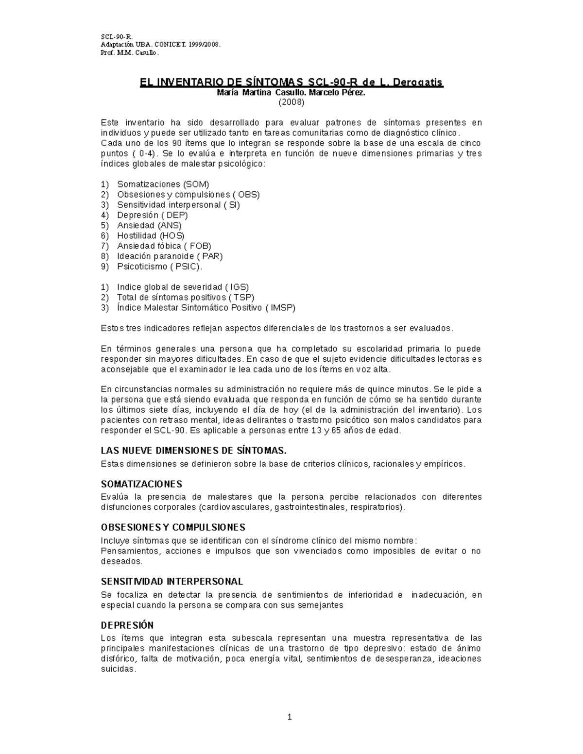 Sintomas - SCL 90 - Síntomas y descripción de la SCL 90 - SCL-90-R ...