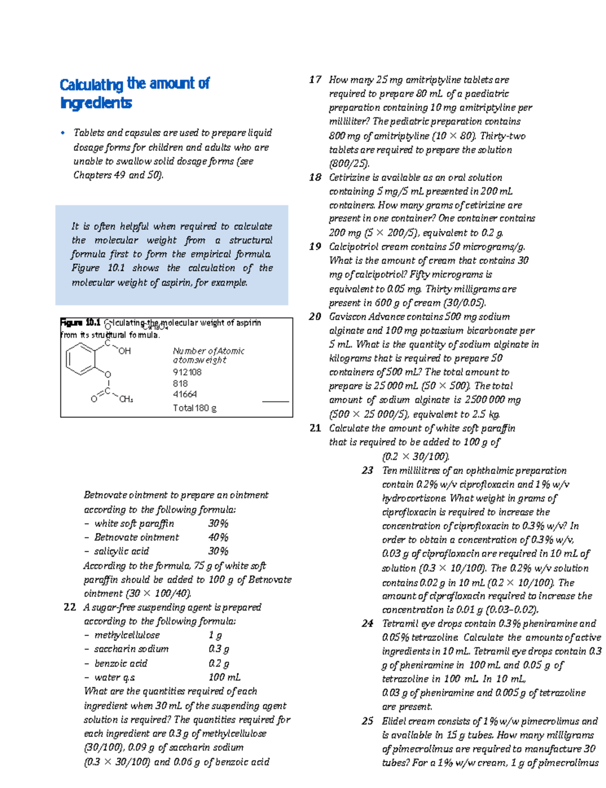 Calculating the amount of ingredients - Calculating the amount of ...