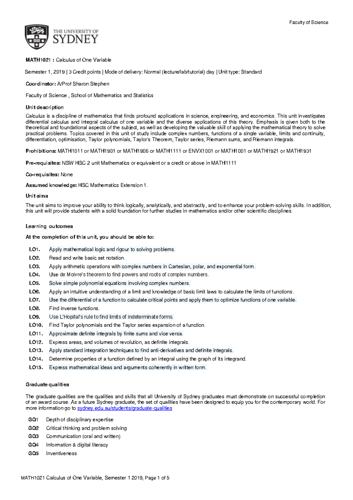 2019 Math1021 Warning Tt Undefined Function 32 Math1021 Calculus Of One Variable Semester