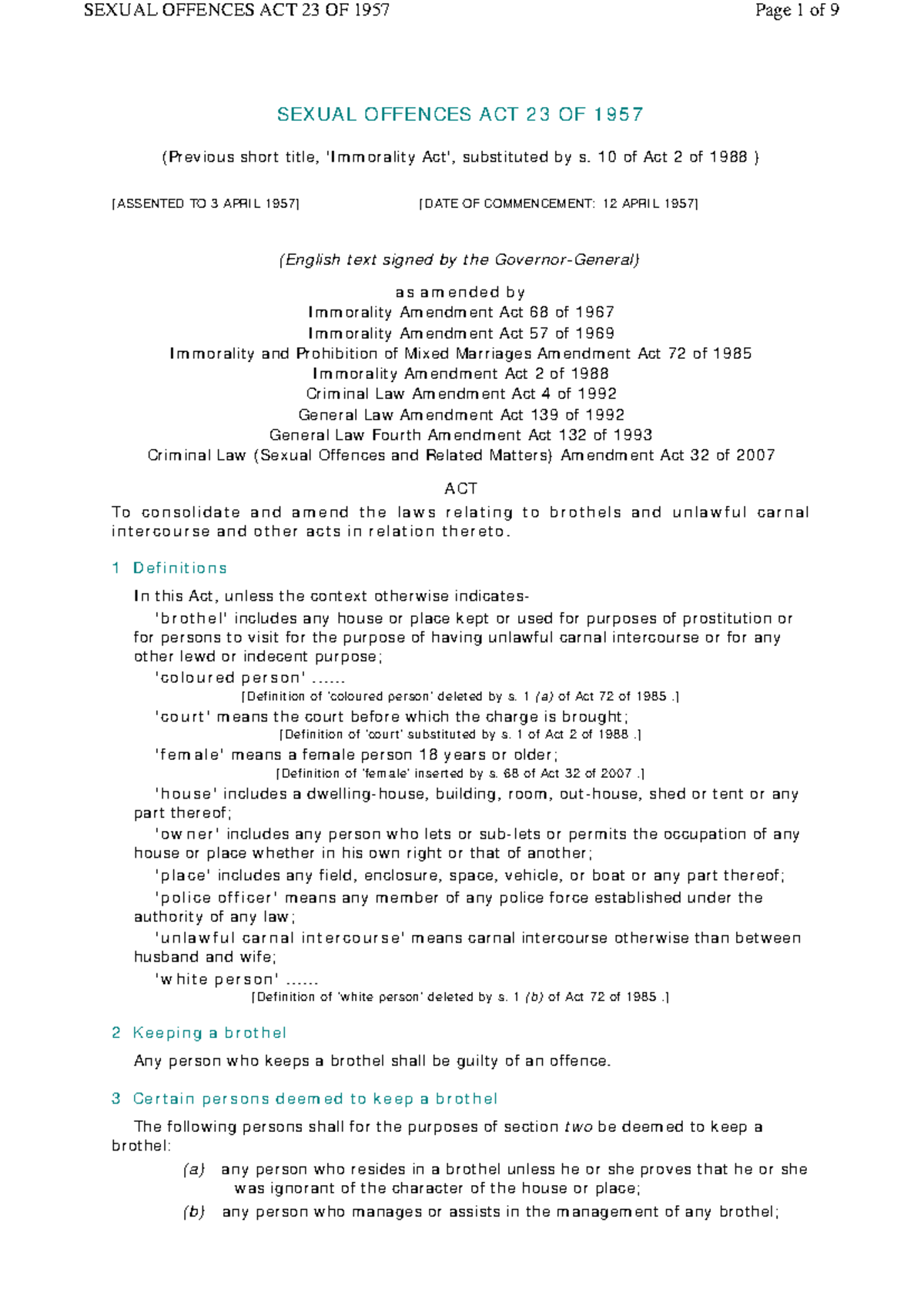 Specific Offences Act - legislation - SEXUAL OFFENCES ACT 23 OF 1957 ...