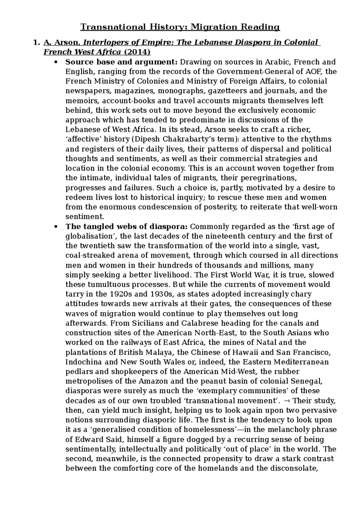 Migration Reading - Summary Historical Argument and Practice ...