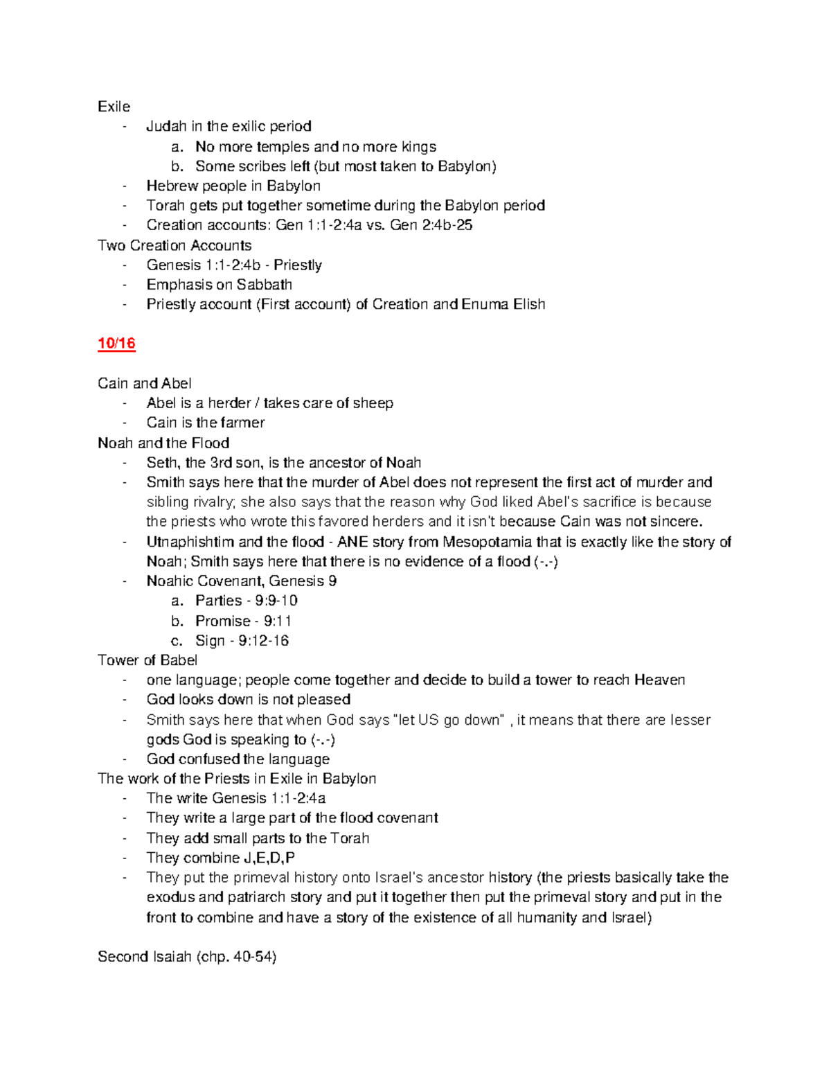 Lecture notes, lecture all - Exile - Judah in the exilic period a. No ...