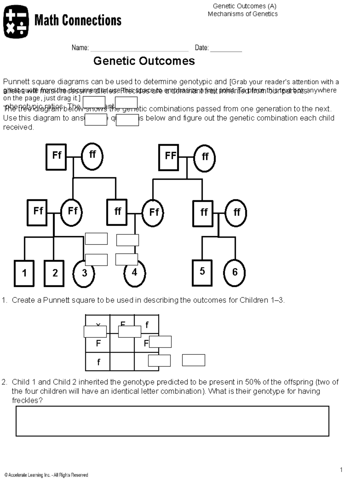 Math Connections Genetic Outcomes - Genetic Outcomes (A) Mechanisms of ...