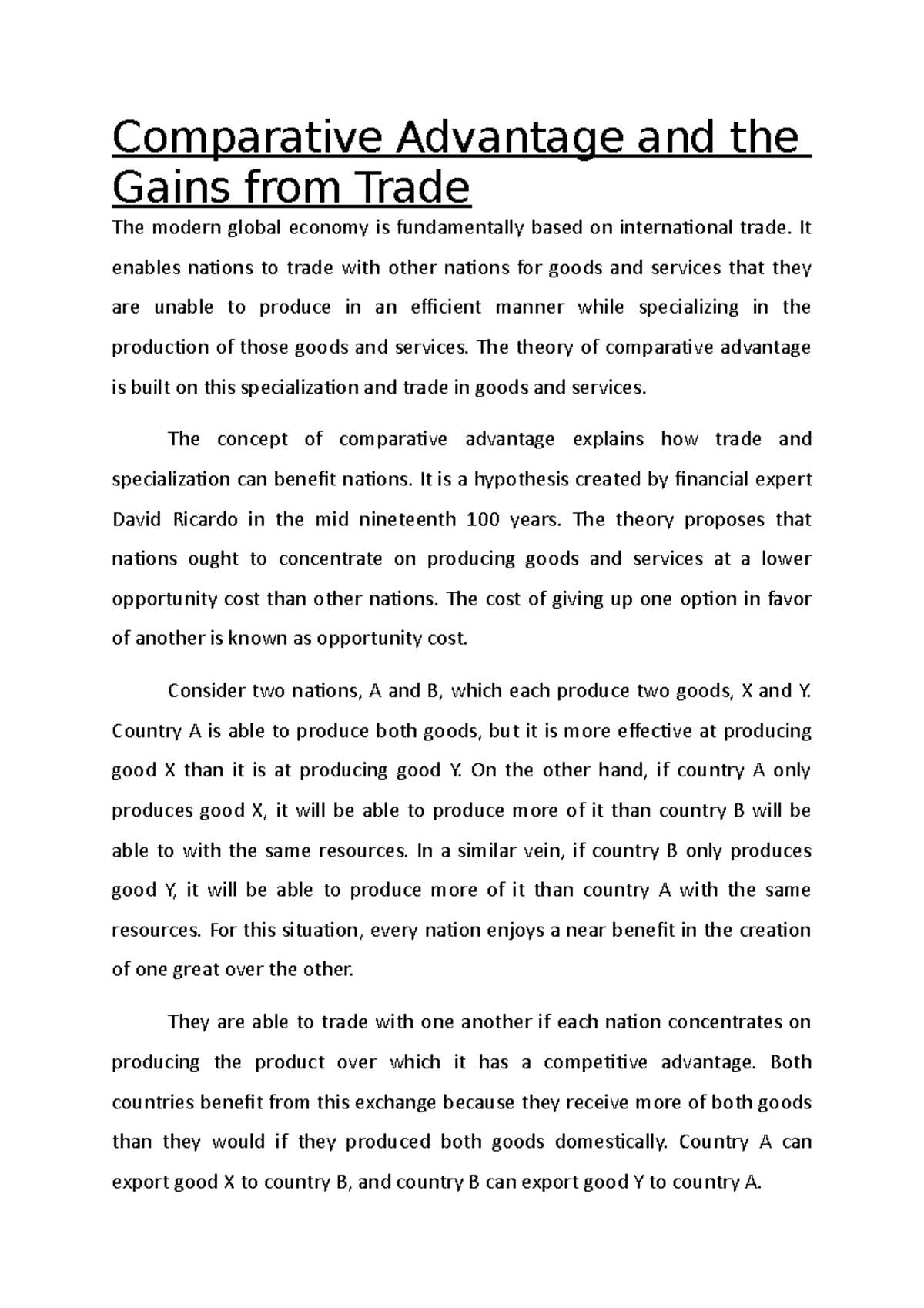 Comparative Advantage and the Gains from Trade - Comparative Advantage ...