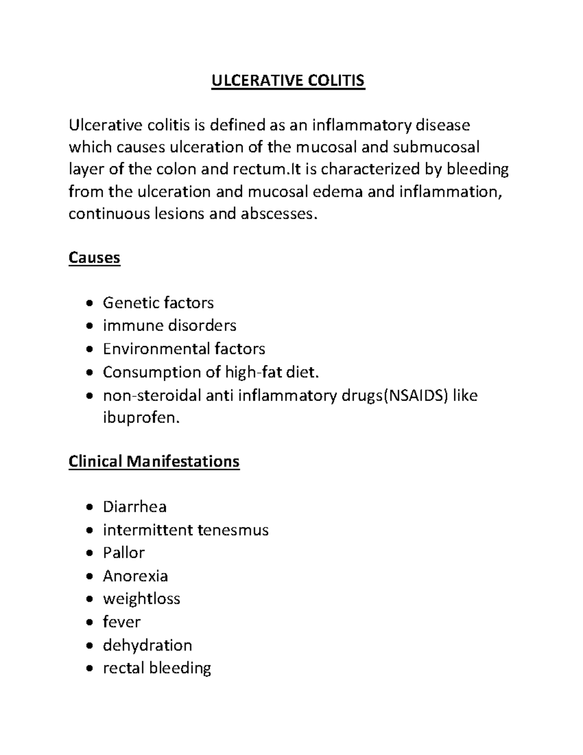 Ulcerative Colitis - This study material is for nursing students to ...