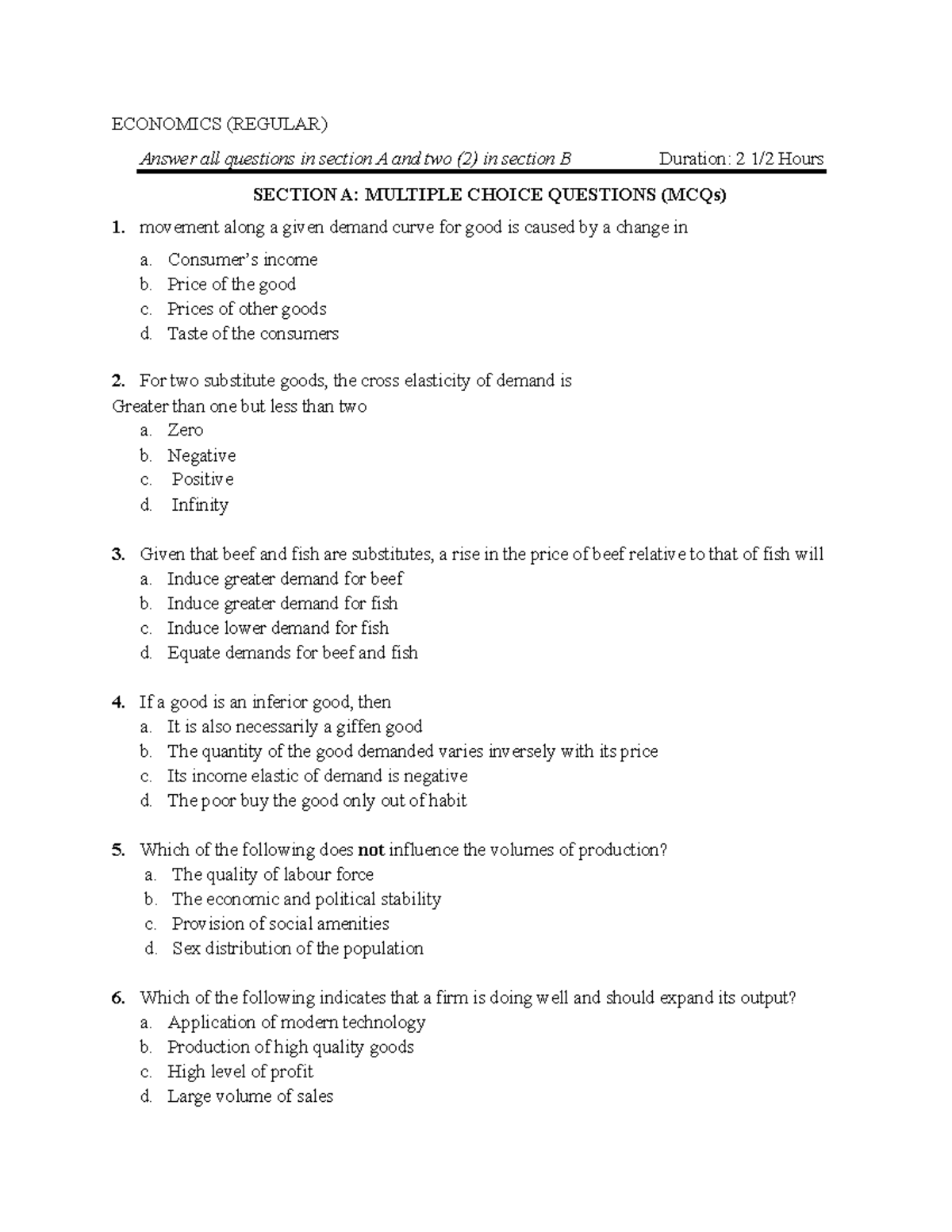 EO1S ECO NS (Morning) - End of semester exams - ECONOMICS (REGULAR ...