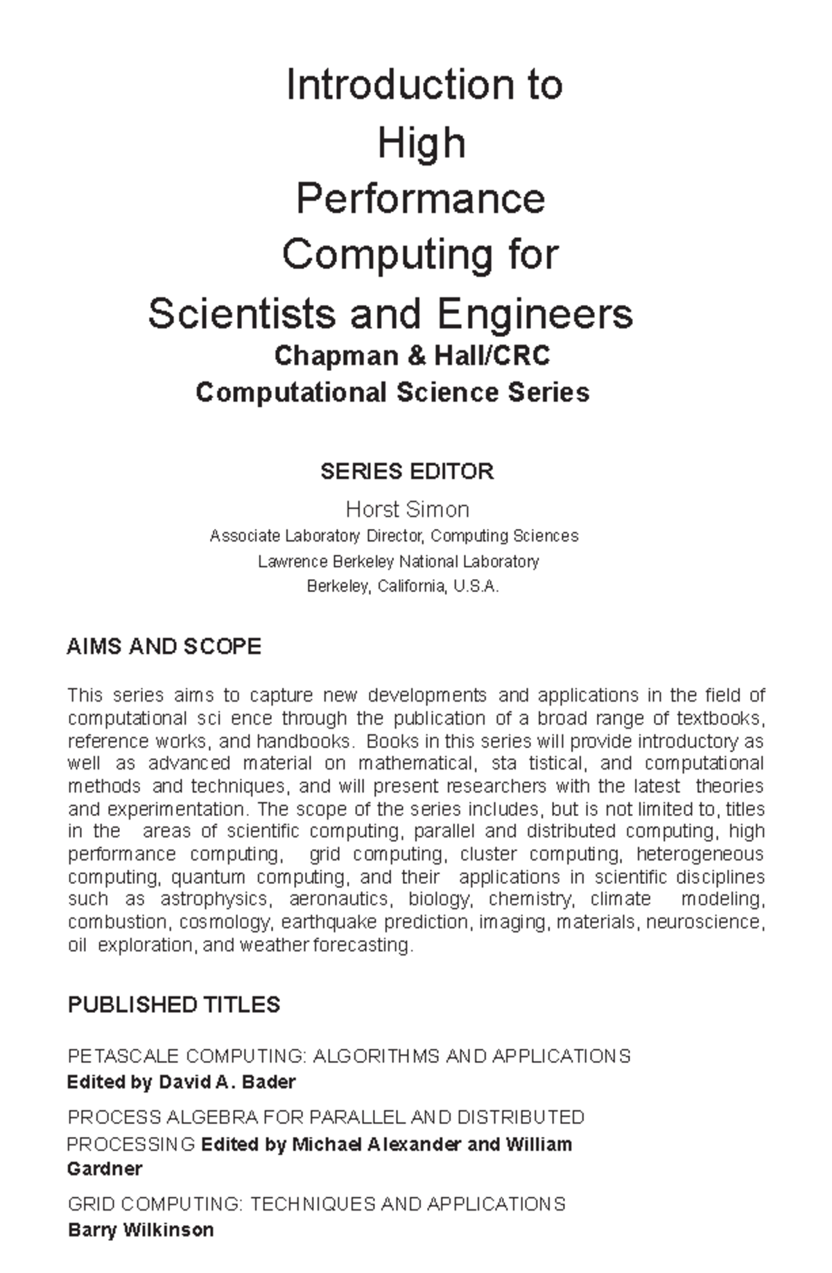 1 introduction to high performance computing for scientists and ...