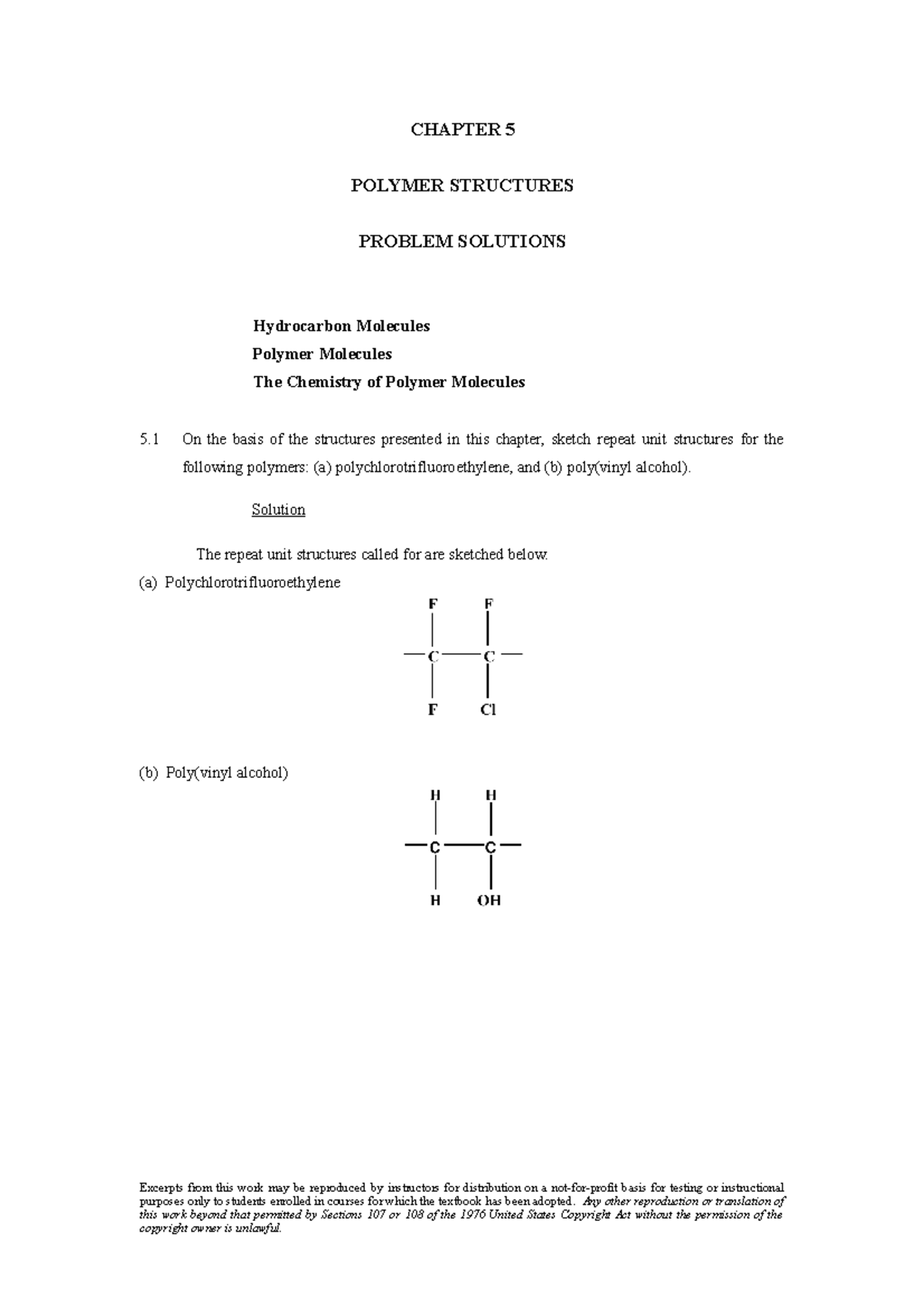 Introduction to material science and engineering - CHAPTER 5 POLYMER ...