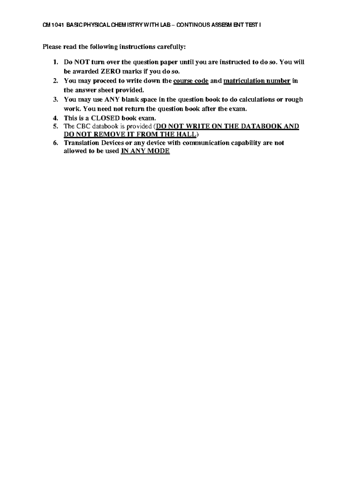 CM1041 CA-1 2013 with answer key - CM1021 - NTU - Studocu