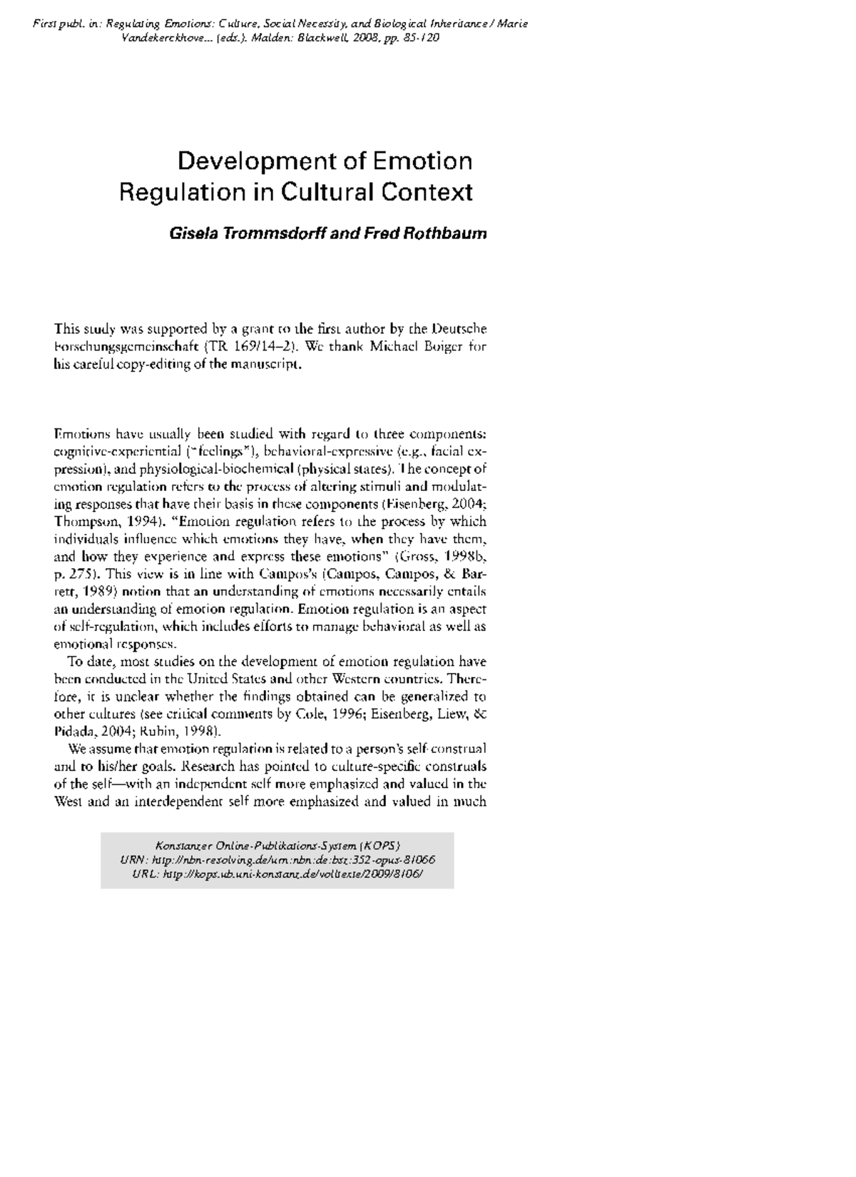 Development of Emotion Regulation in Cultural Context 2008 KOPS8106 ...