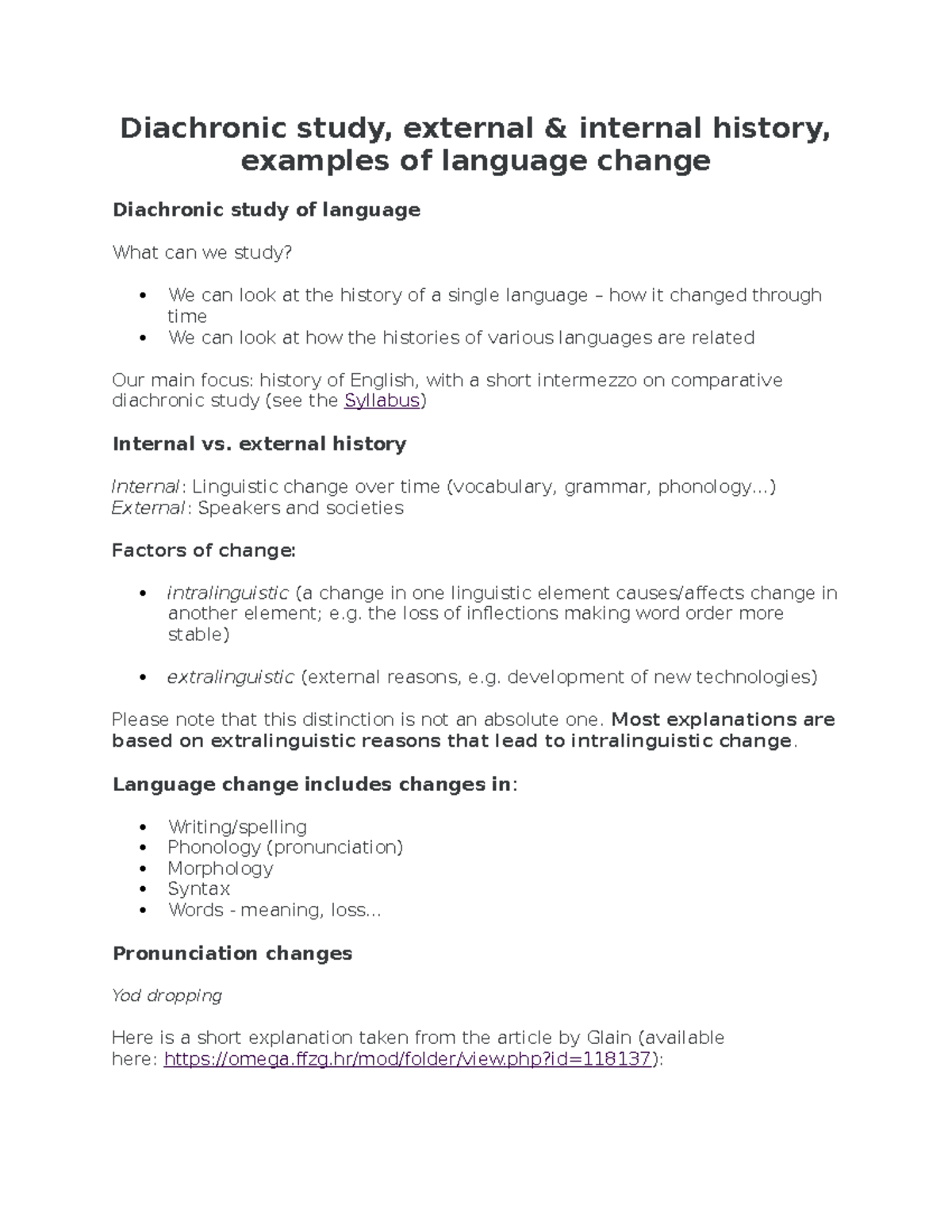History of the English language - predavanja - Diachronic study ...