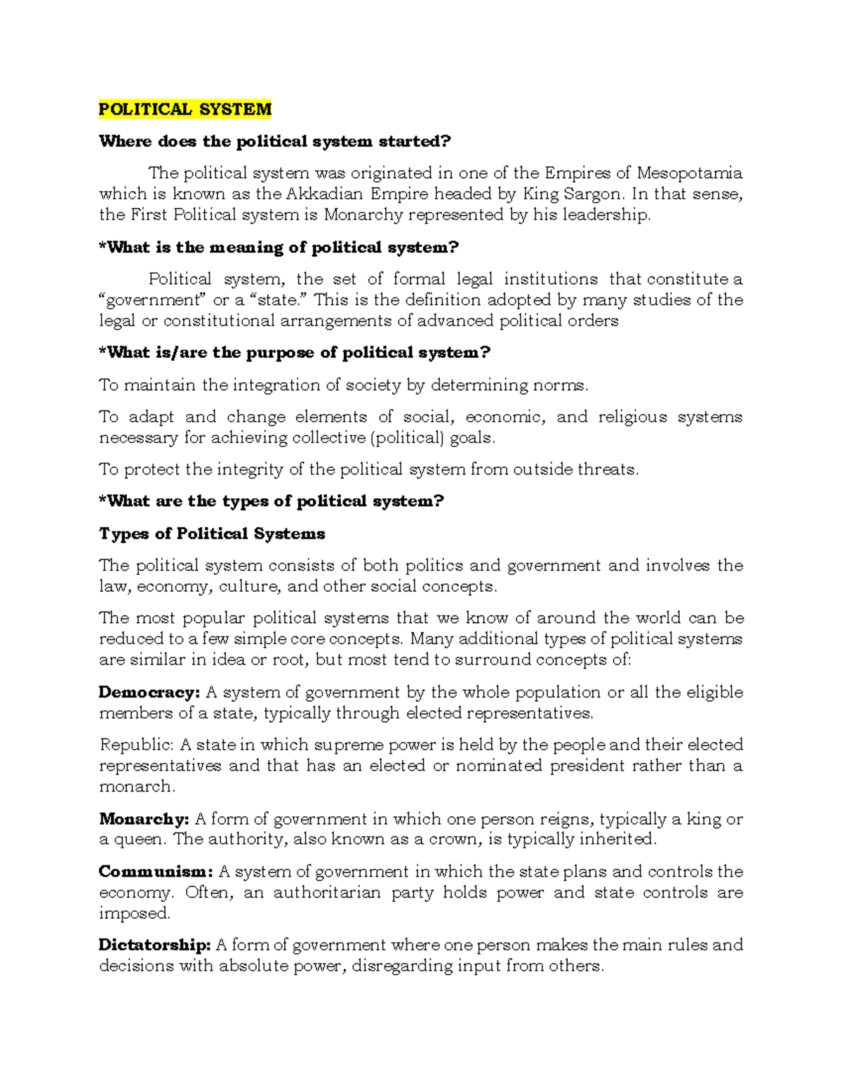 Political and Party System Report - POLITICAL SYSTEM Where does the ...