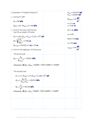 Computation of Footing - Computation of Isolated Footing (F1) PDL;= 714 ...