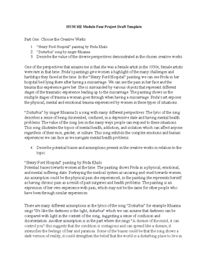 HUM 102 MOD 5 Completed - HUM 102 Module Five Project Draft Template ...